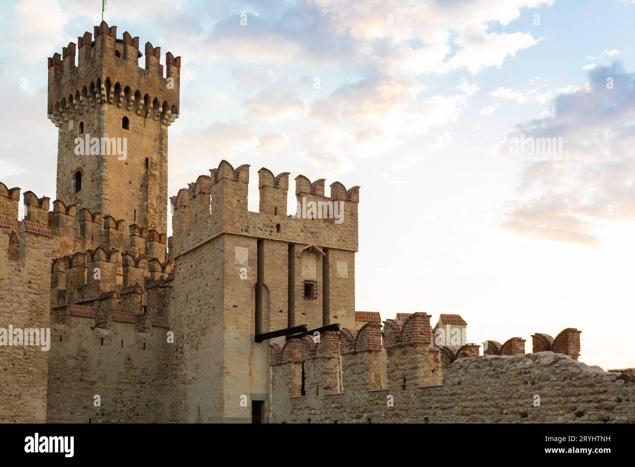 Sirmione, Italy - castle on Garda lake. Scenic mediaeval building on ...