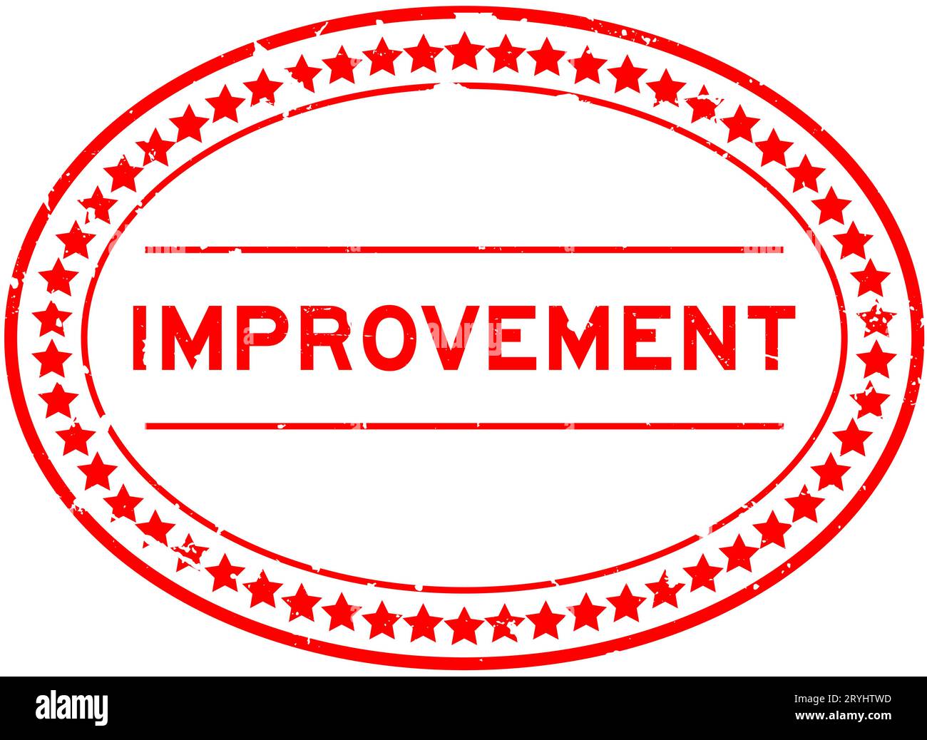 Grunge red improvement word oval rubber seal stamp on white background ...