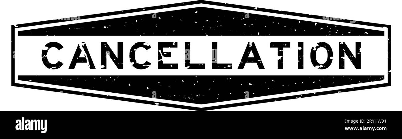 Grunge black cancellation word hexagon rubber seal stamp on white ...