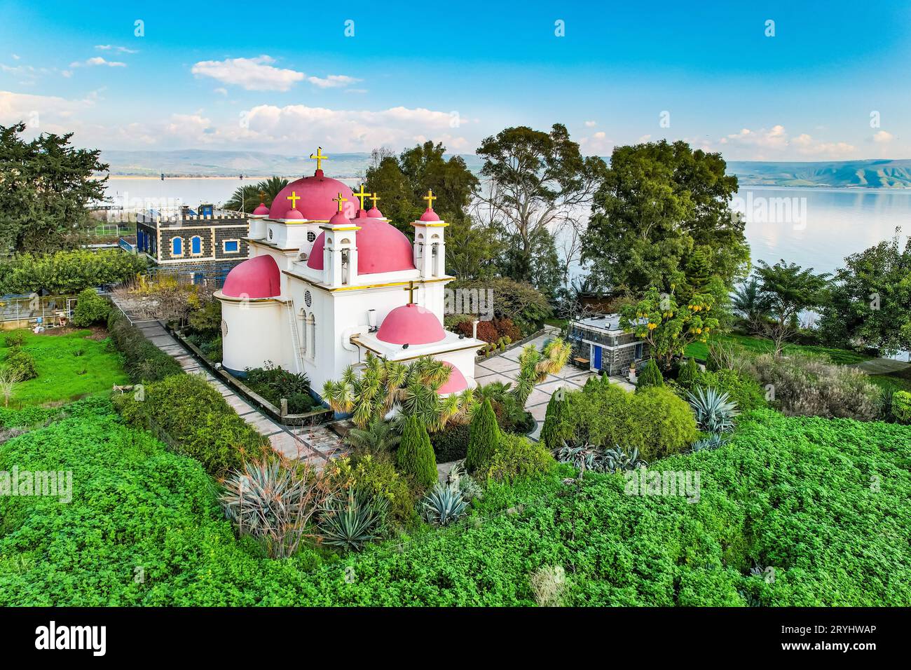 Pink domes with golden crosses Stock Photo - Alamy