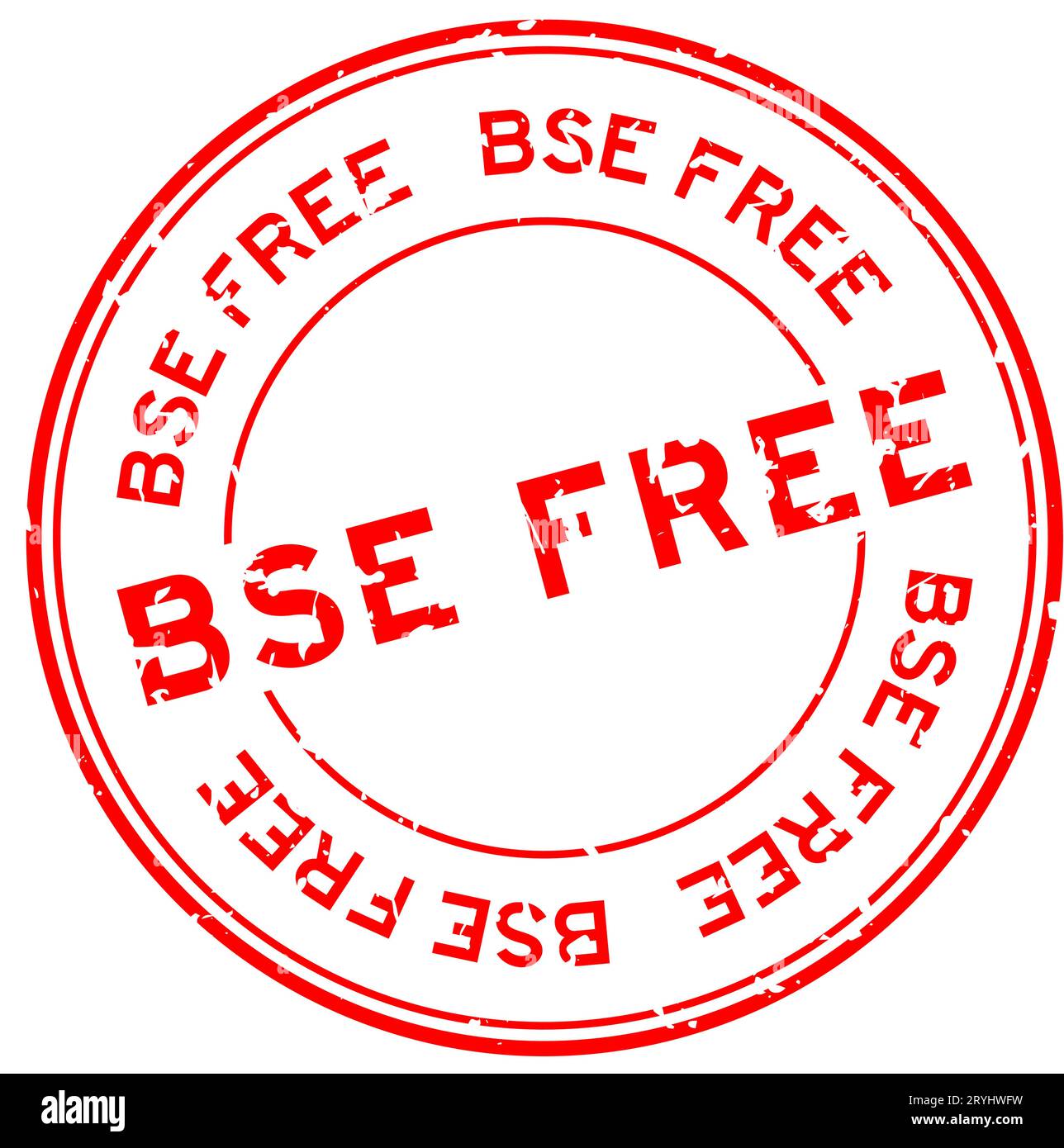 Grunge red BSE (bovine spongiform encephalopathy) free word round ...