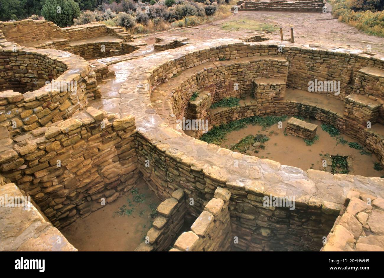 Detail of a kiva at Pueblo Bonito, Anasazi Indian ruins, Chaco Culture ...