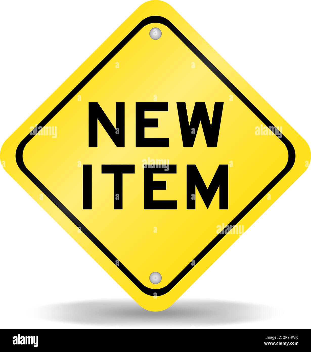Yellow color transportation sign with word new item on white background ...