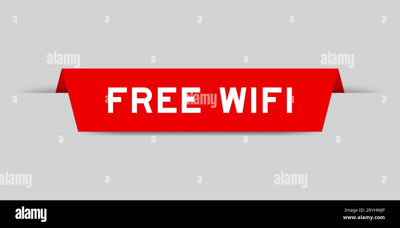 Red color inserted label with word free wifi on gray background Stock ...