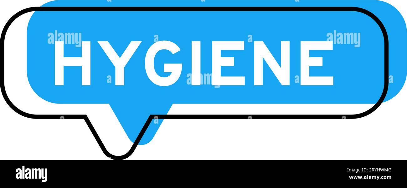 Speech banner and blue shade with word hygiene on white background ...