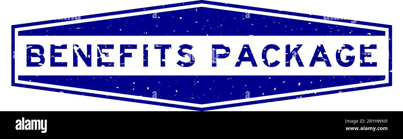 Grunge blue benefits package word hexagon rubber seal stamp on white background Stock Vector ...