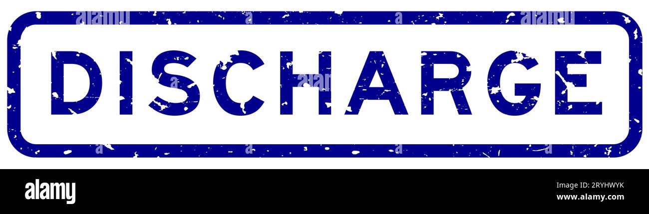 Grunge blue discharge word rubber seal stamp on white background Stock ...