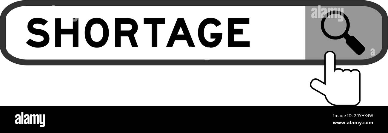 Search banner in word shortage with hand over magnifier icon on white ...