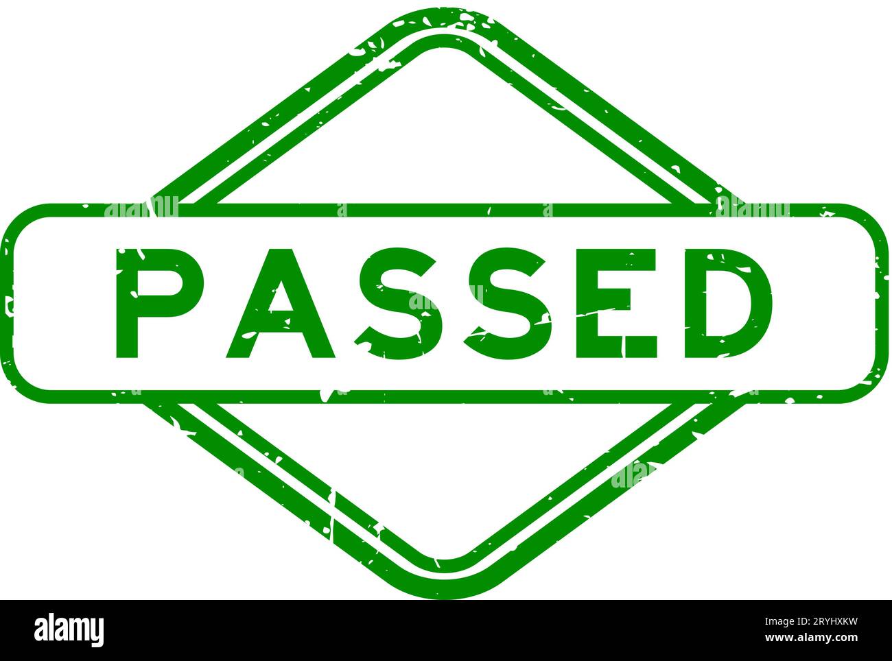 Grunge green passed word rubber seal stamp on white background Stock ...