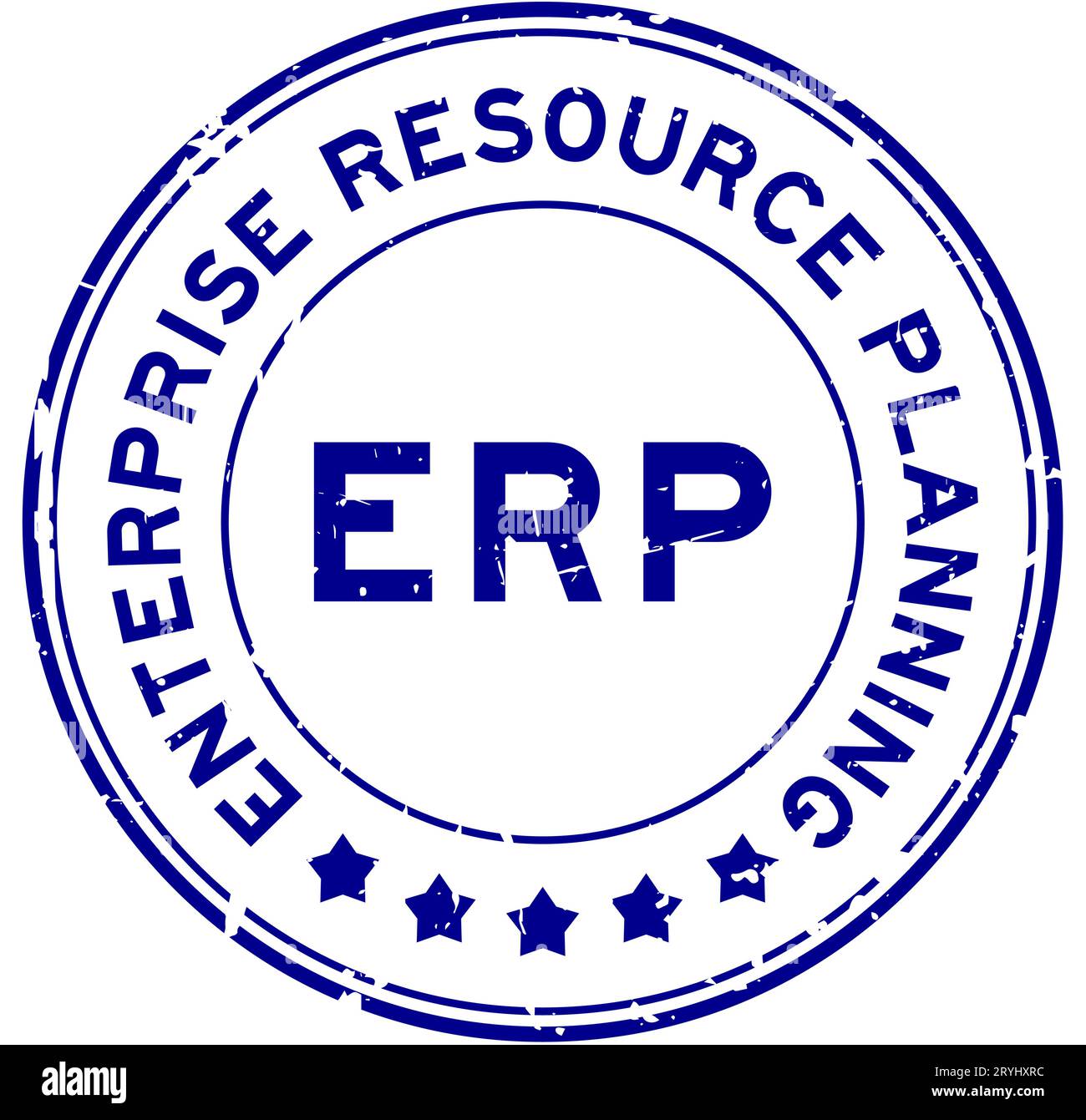 Grunge blue ERP Enterprise Resource Planning word round rubber seal ...
