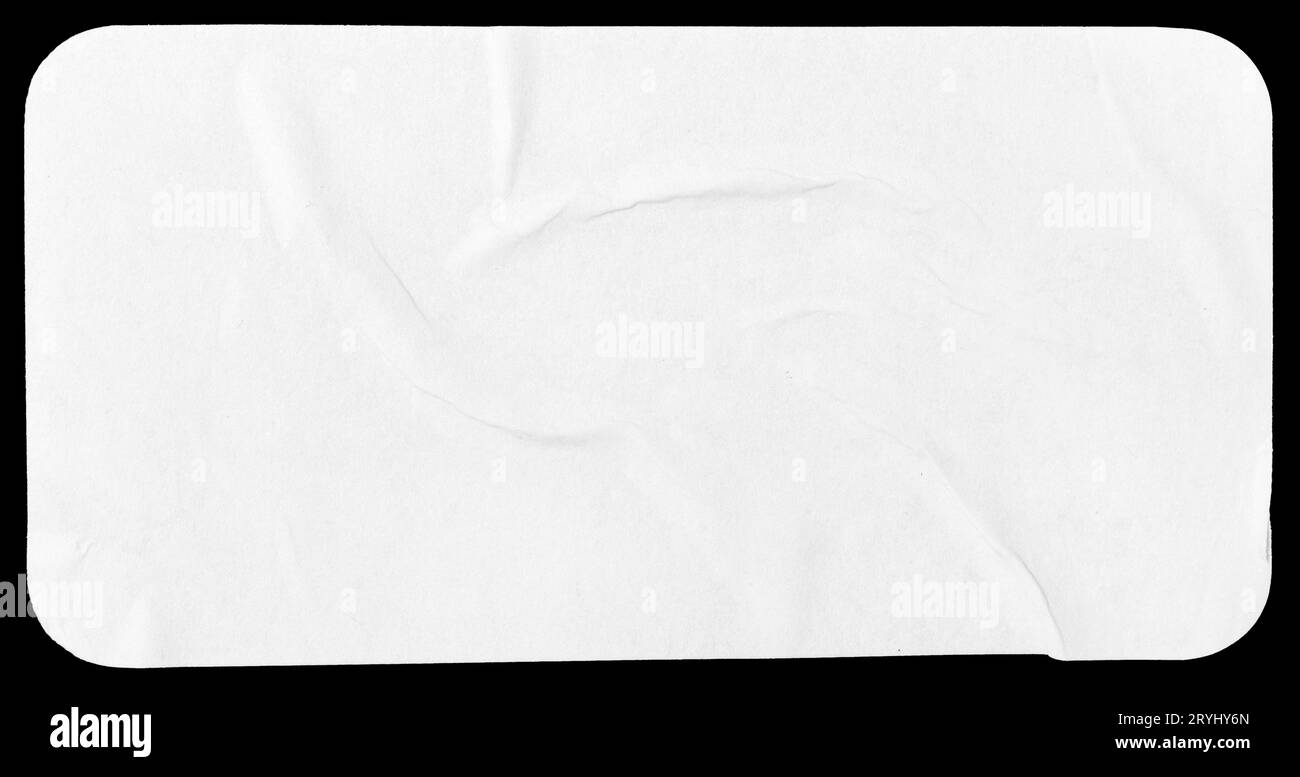 Crumpled paper sheet isolated on black background. Rectangle shape with ...