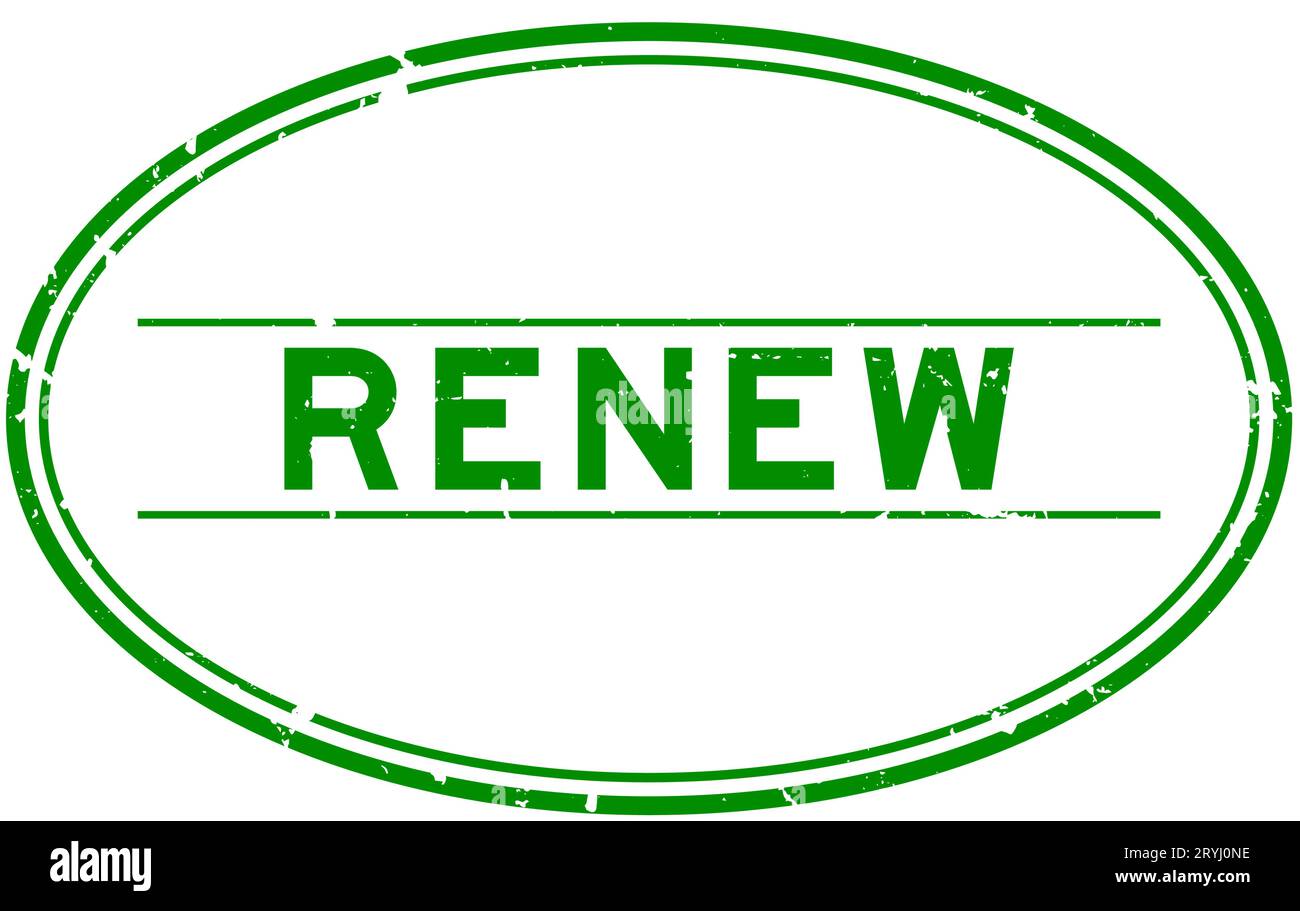Grunge green renew word rubber seal stamp on white background Stock ...