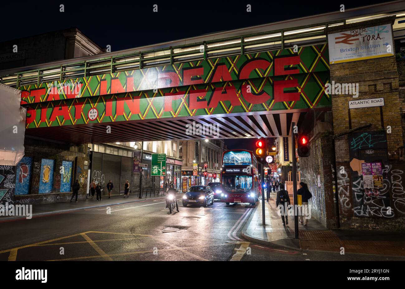 Brixton, London, UK: Railway Bridge over Brixton Road at the junction ...