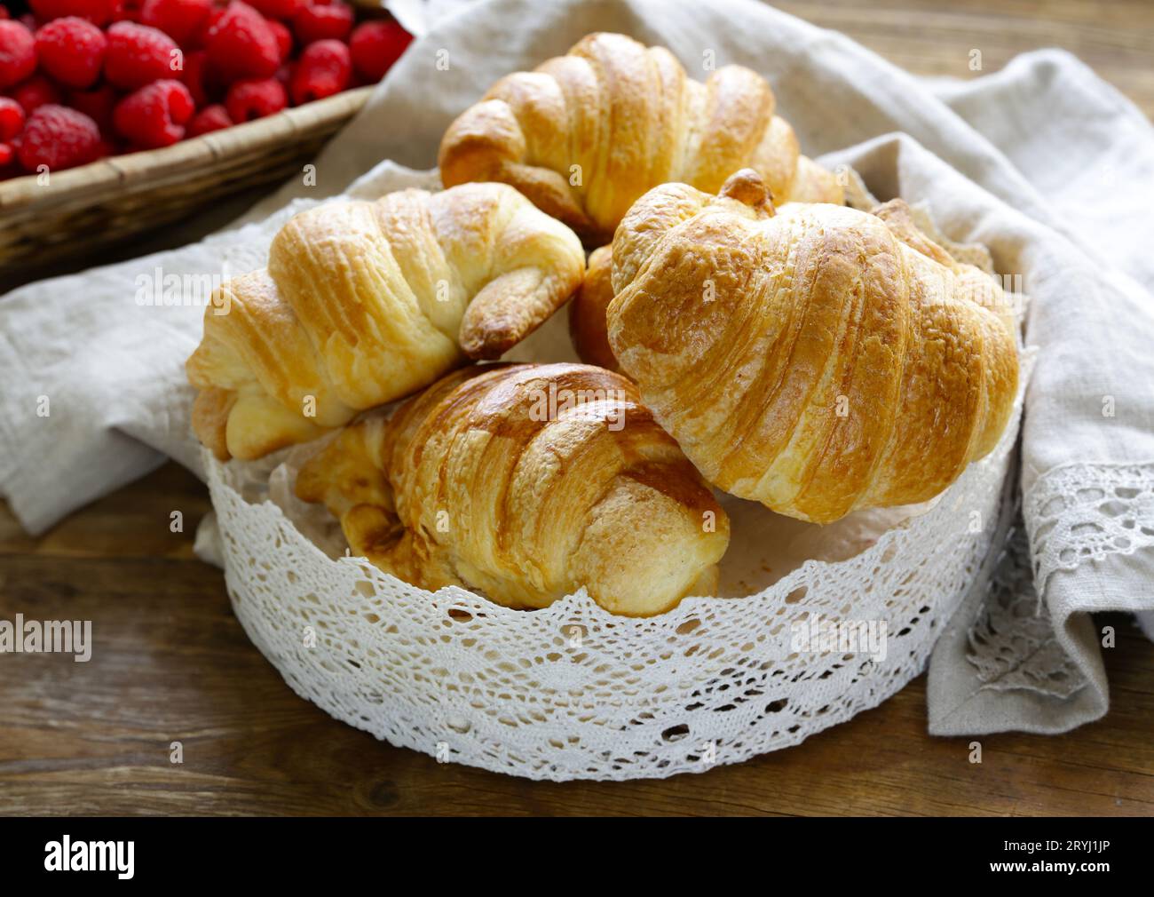Croissants in a basket hi-res stock photography and images - Alamy