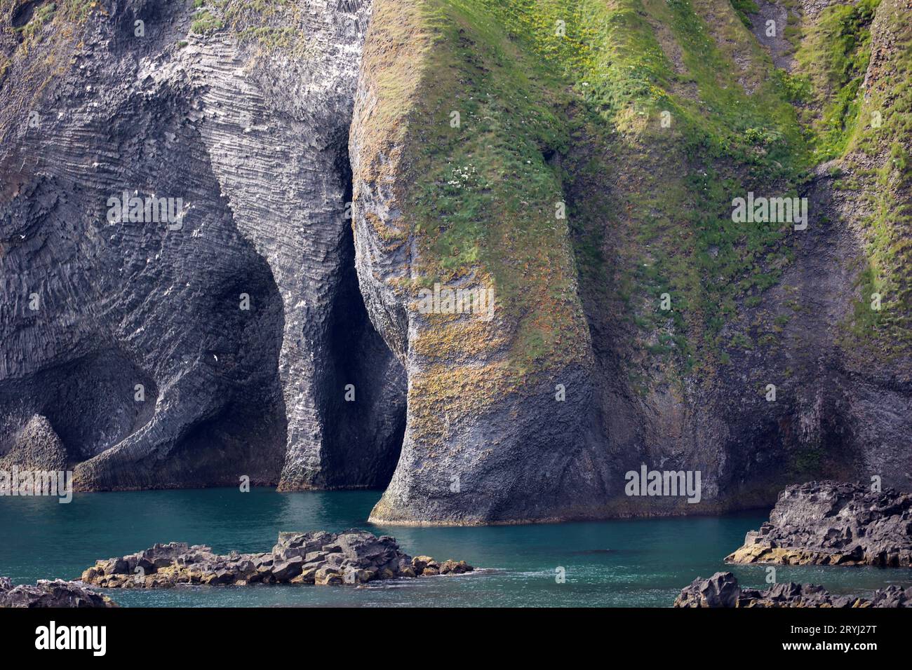 Bizarre rock formation at Halldorsskora or Elephant Rock on the coast ...