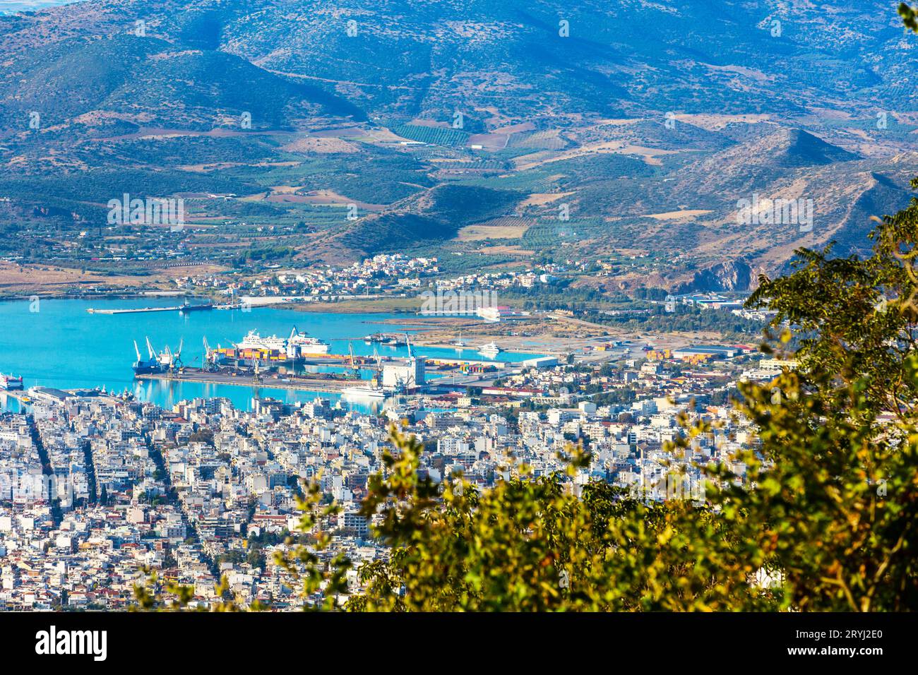 Volos city view from Pelion mount, Greece Stock Photo - Alamy