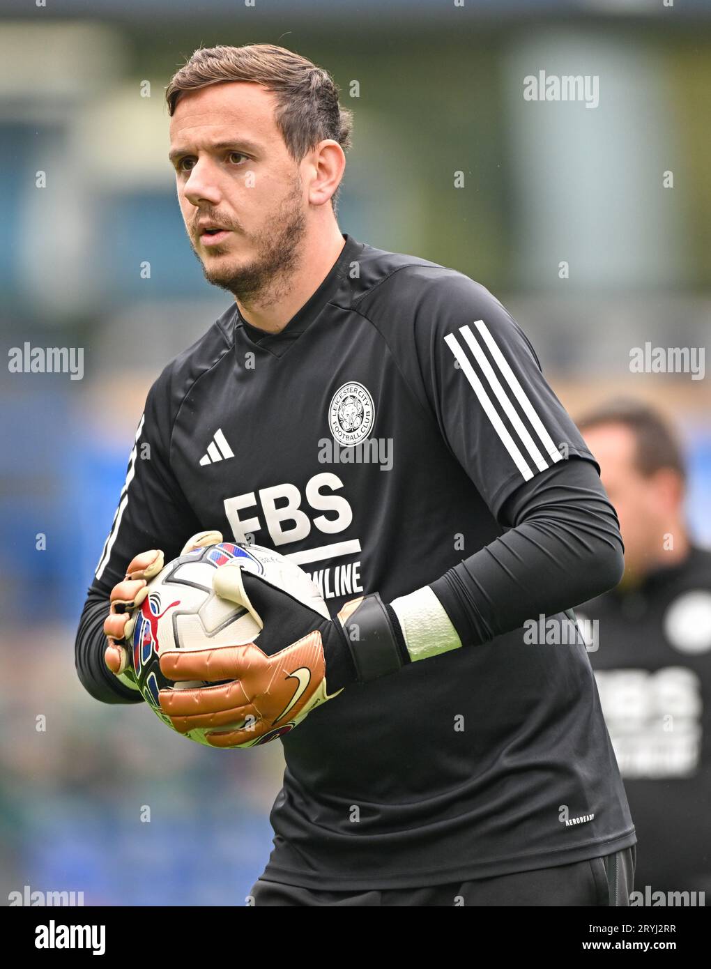 Danny Ward #1 of Leicester City warms up ahead of the match, during the ...