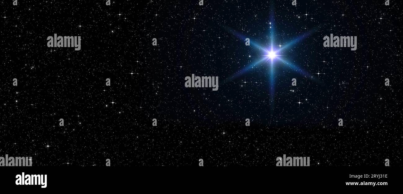 Starry sky and birth of new star. Christmas concept. Christmas star ...