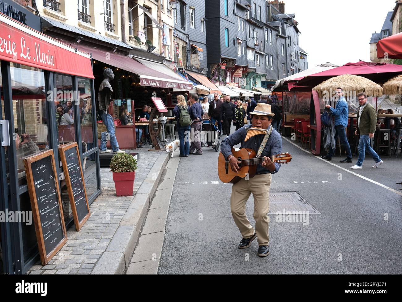 Street busker in Honfleur, France, French, Normandy, 2023 Stock Photo ...