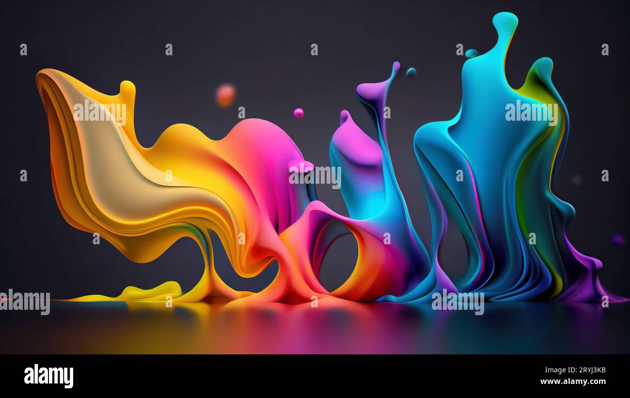 3D Liquid Colorful Paint Background Stock Photo - Alamy