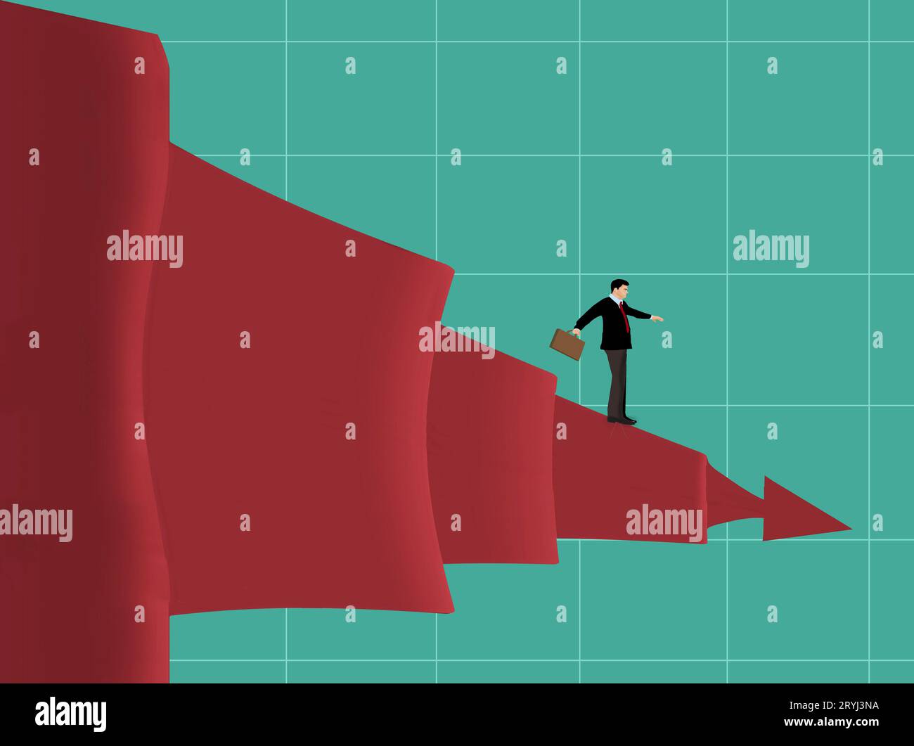 An investor balances on a stock market chart arrow in this 3-d ...