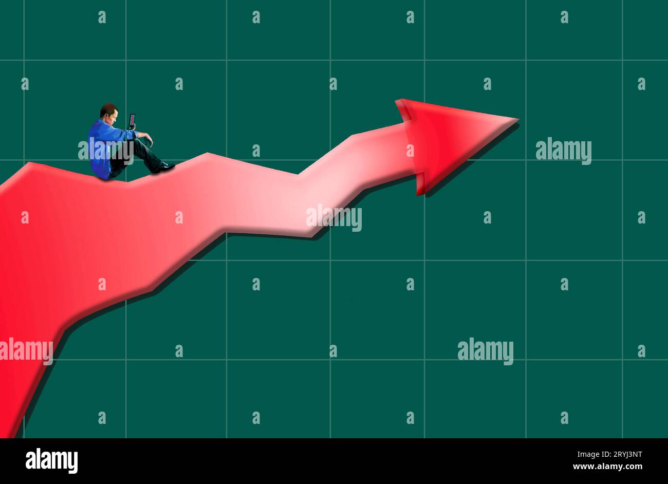 An investor balances on a stock market chart arrow in this 3-d ...