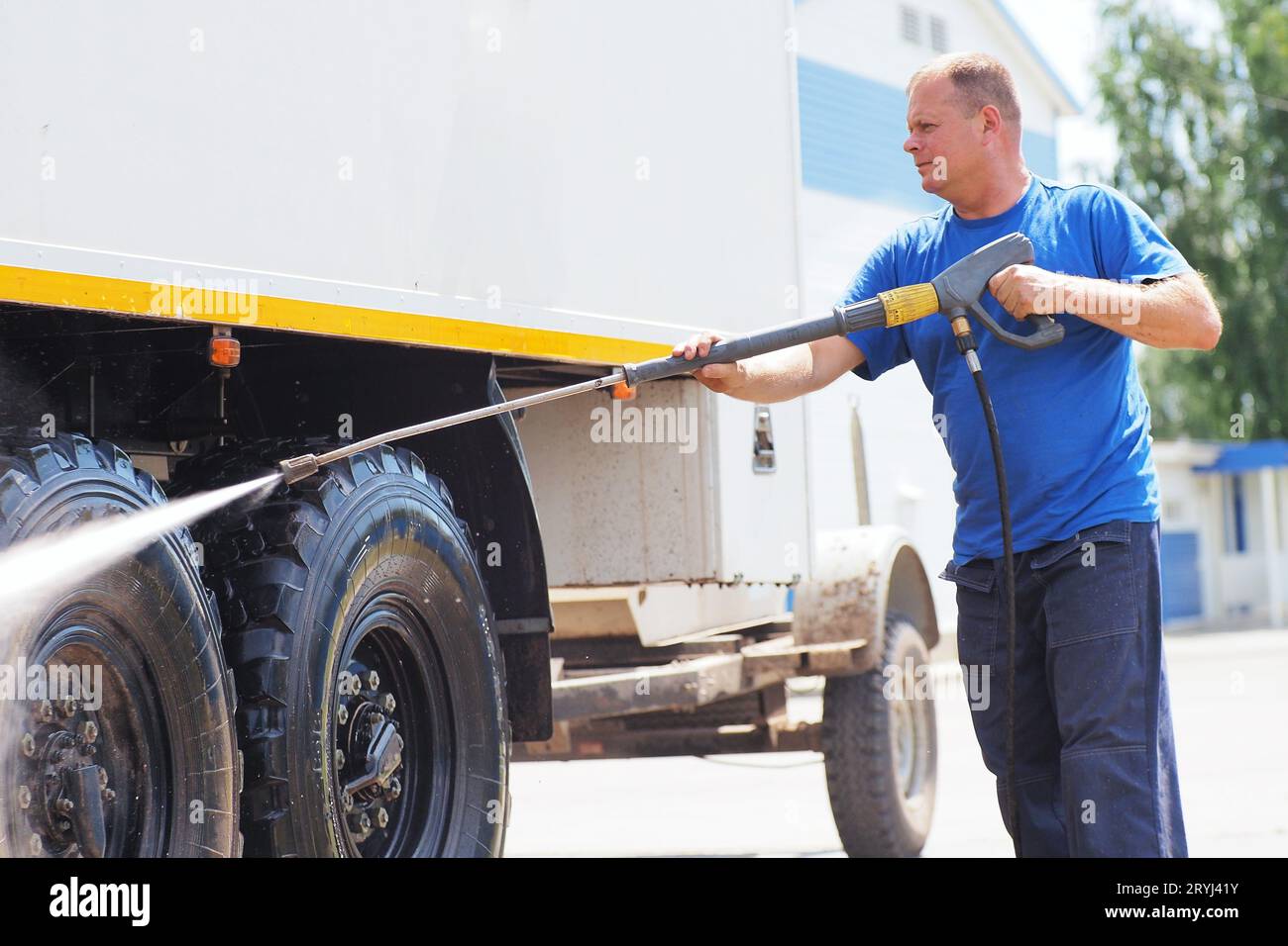 Man washes car in special hi-res stock photography and images - Alamy
