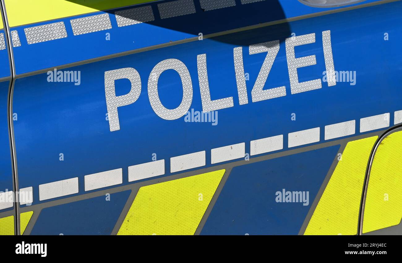 Cologne, Germany. 01st Oct, 2023. Writing police on an emergency ...
