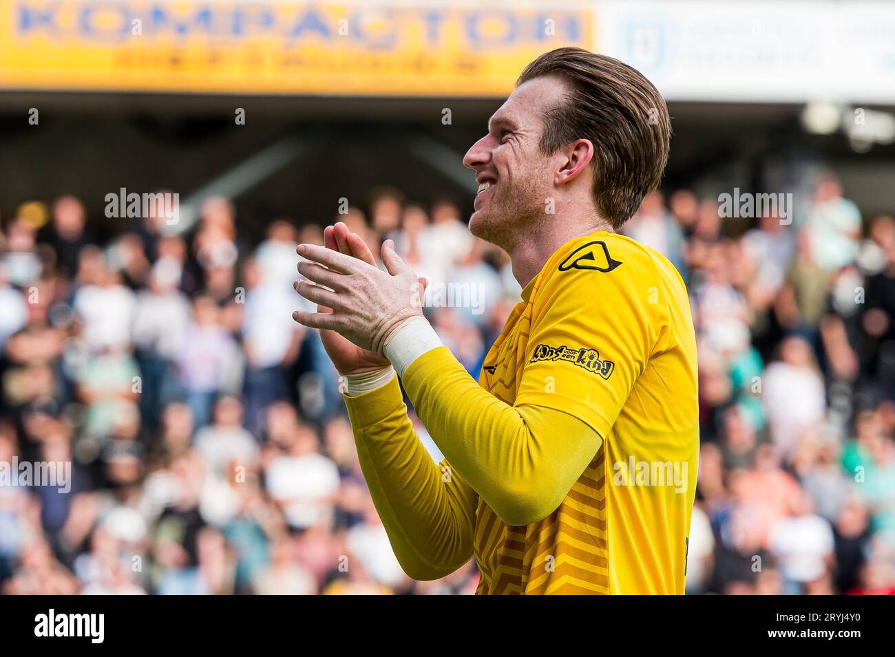 ALMELO - Heracles Almelo goalkeeper Michael Brouwer celebrates the ...