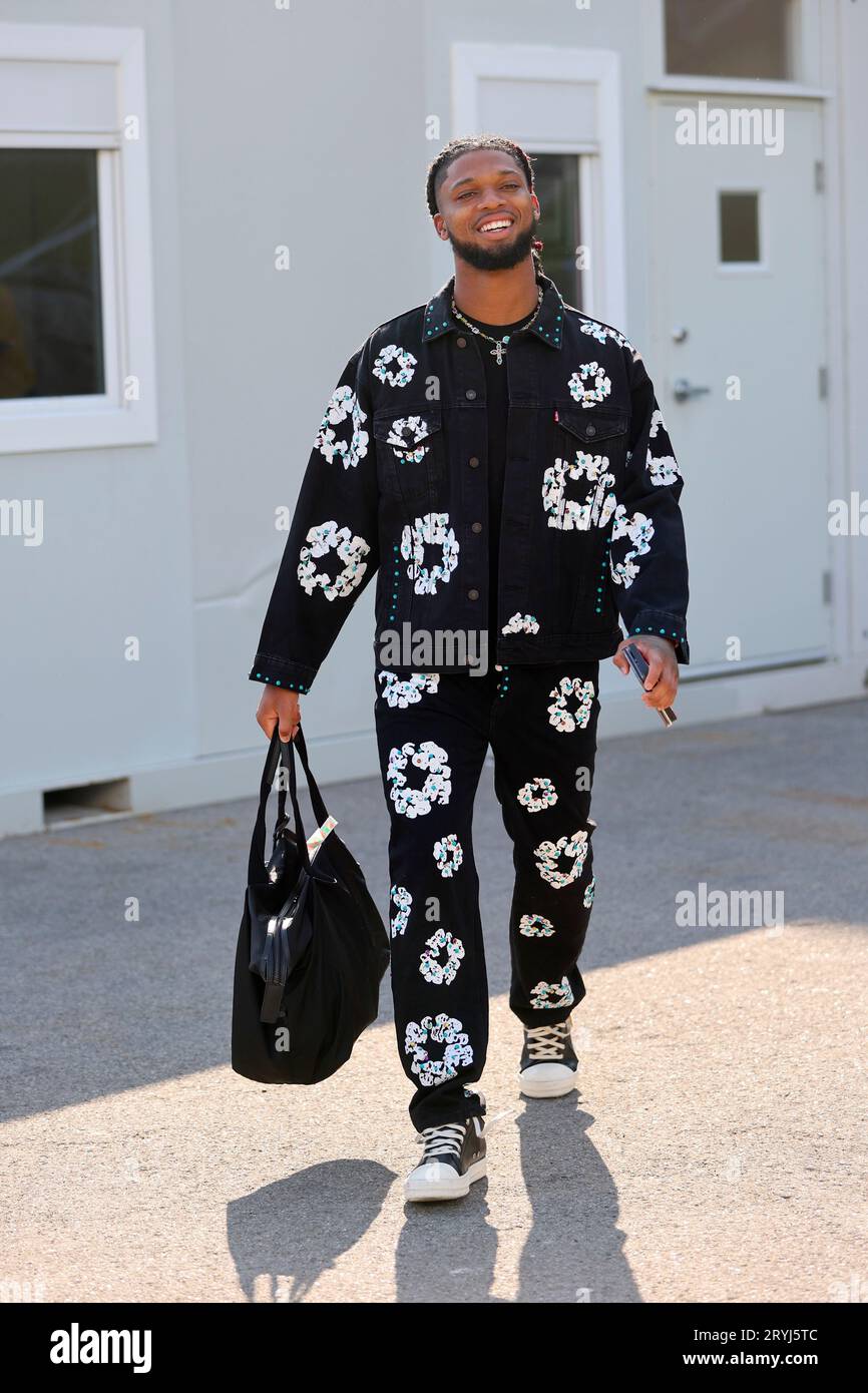 Buffalo Bills safety Damar Hamlin arrives prior to an NFL football game ...