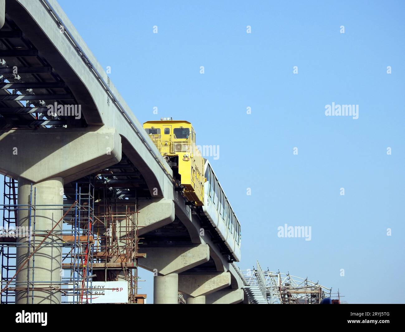 Cairo, Egypt, September 29 2023: installation of Egypt monorail vehicle ...