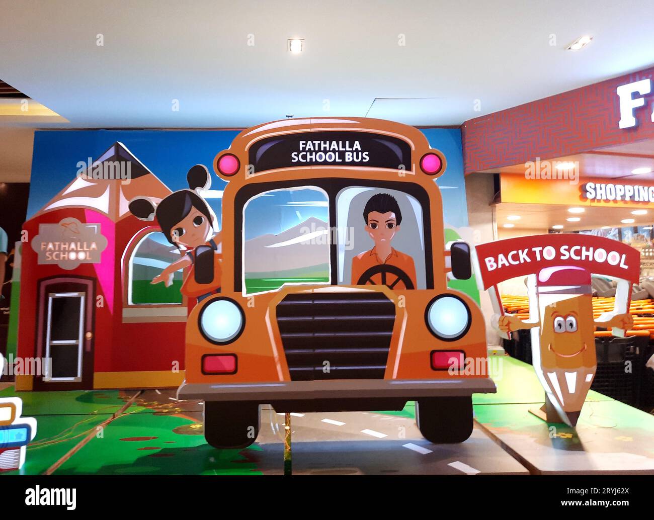 Cairo, Egypt, September 2 2023: Back to school decoration in front of ...