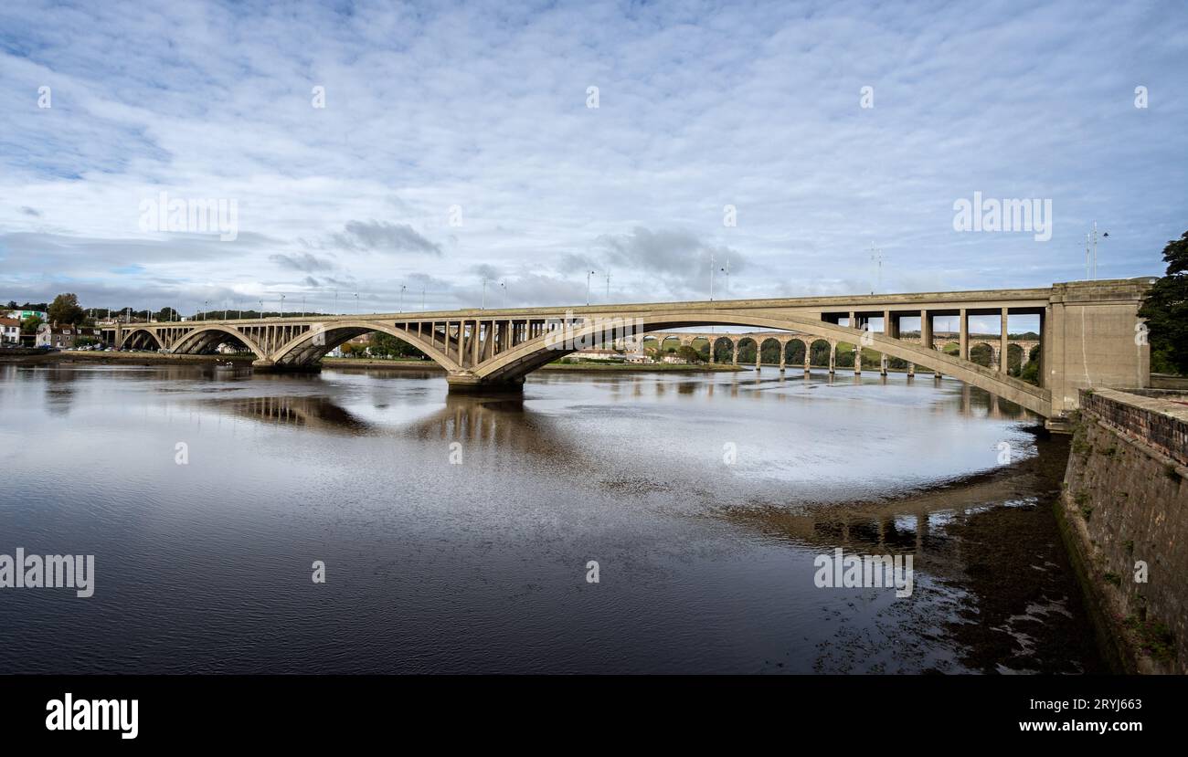 The Royal Tweed Bridge and the Royal Border Bridge crossing the River ...