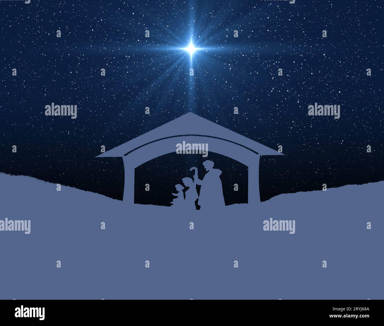 Star of Bethlehem, or the Christmas Star. Silhouettes of Jesus Christ's ...