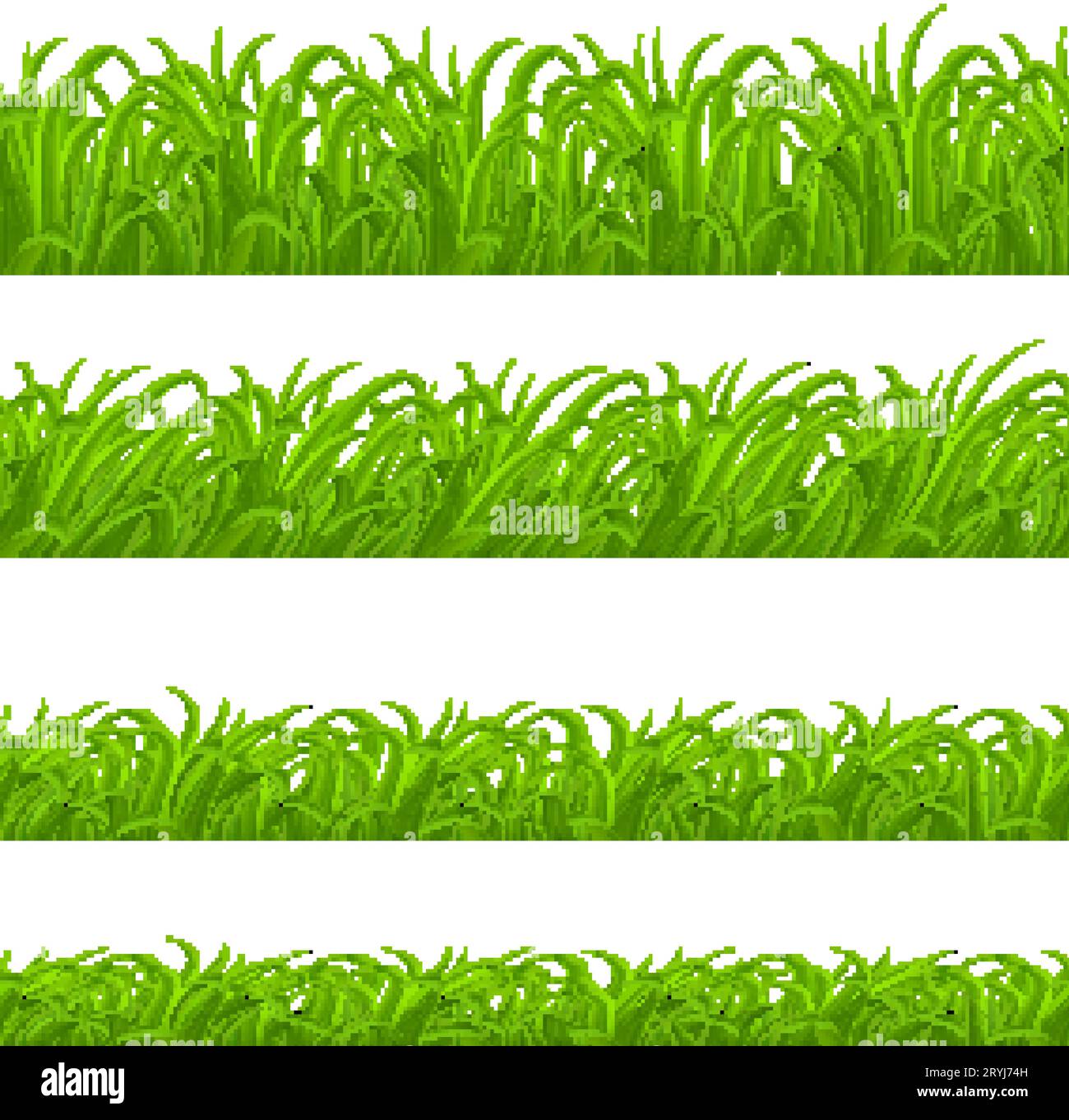 Set of Green Grass Elements on White Background for Design. Natural Border for Decoration in ...