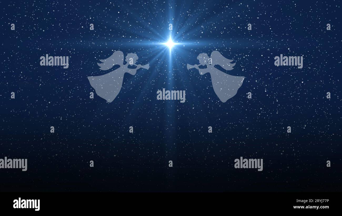 Christmas star and angels, Nativity of Jesus Christ. Background of the ...
