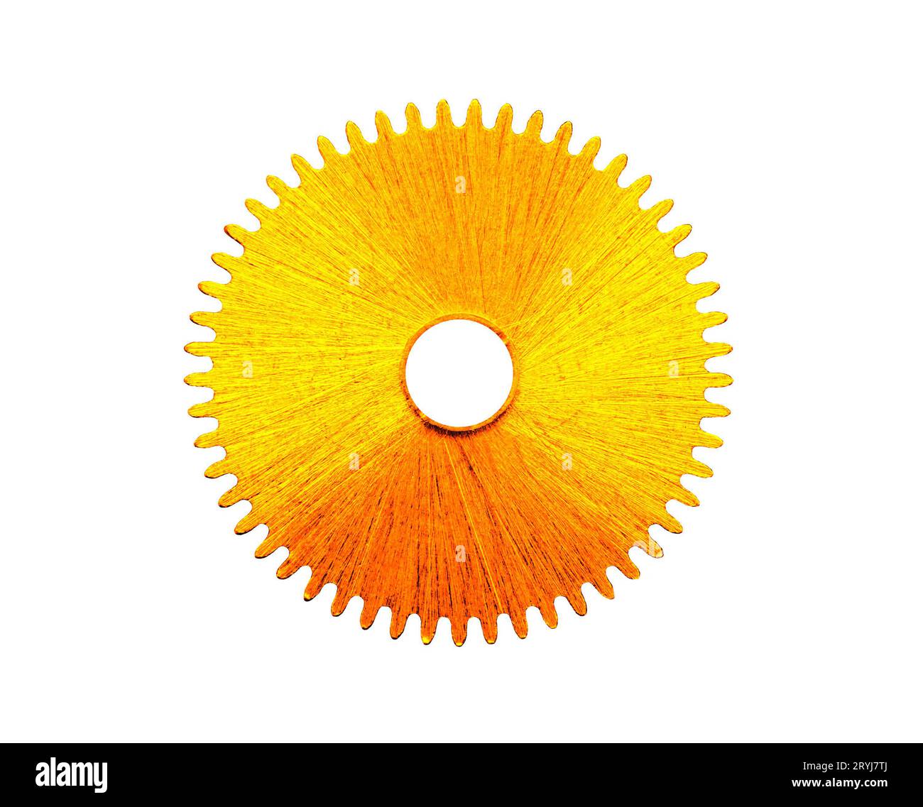 Clockwork gold gear isolated on white background Stock Photo - Alamy