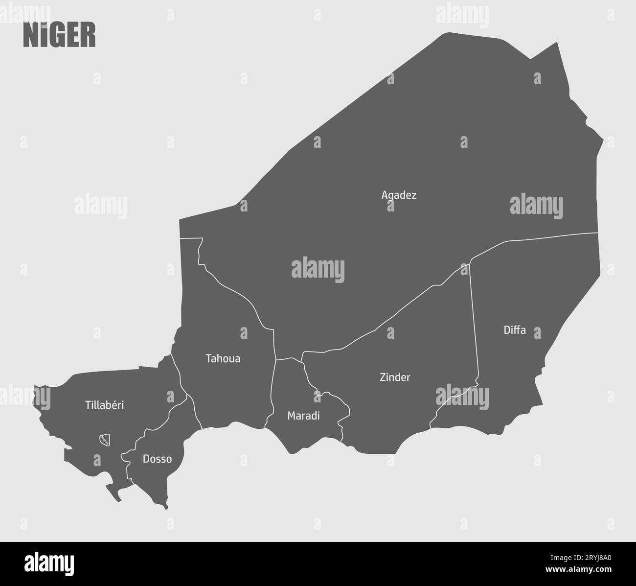 Niger regions map isolated on gray background Stock Vector Image & Art ...