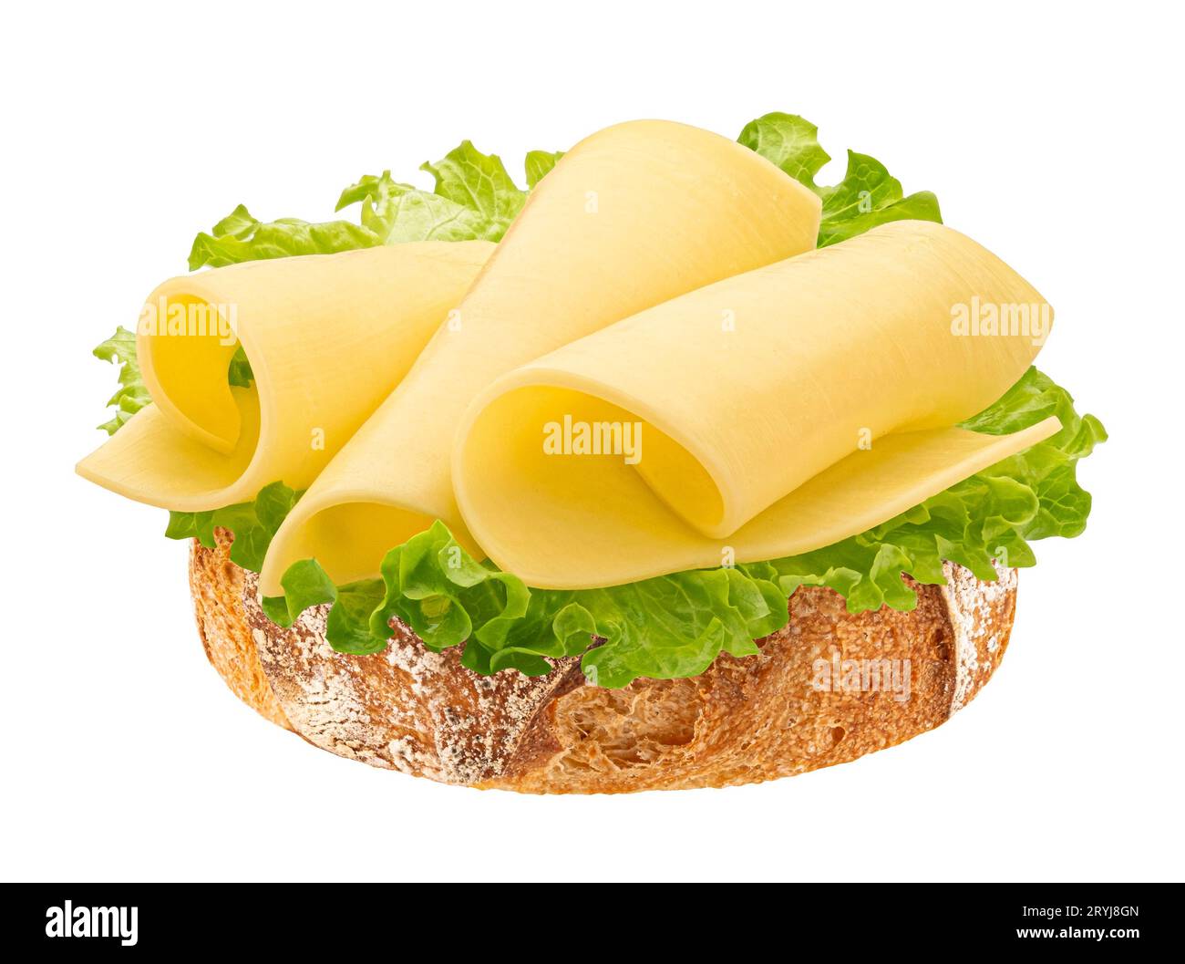 Gouda slices on bread, cheese sandwich isolated on white background ...