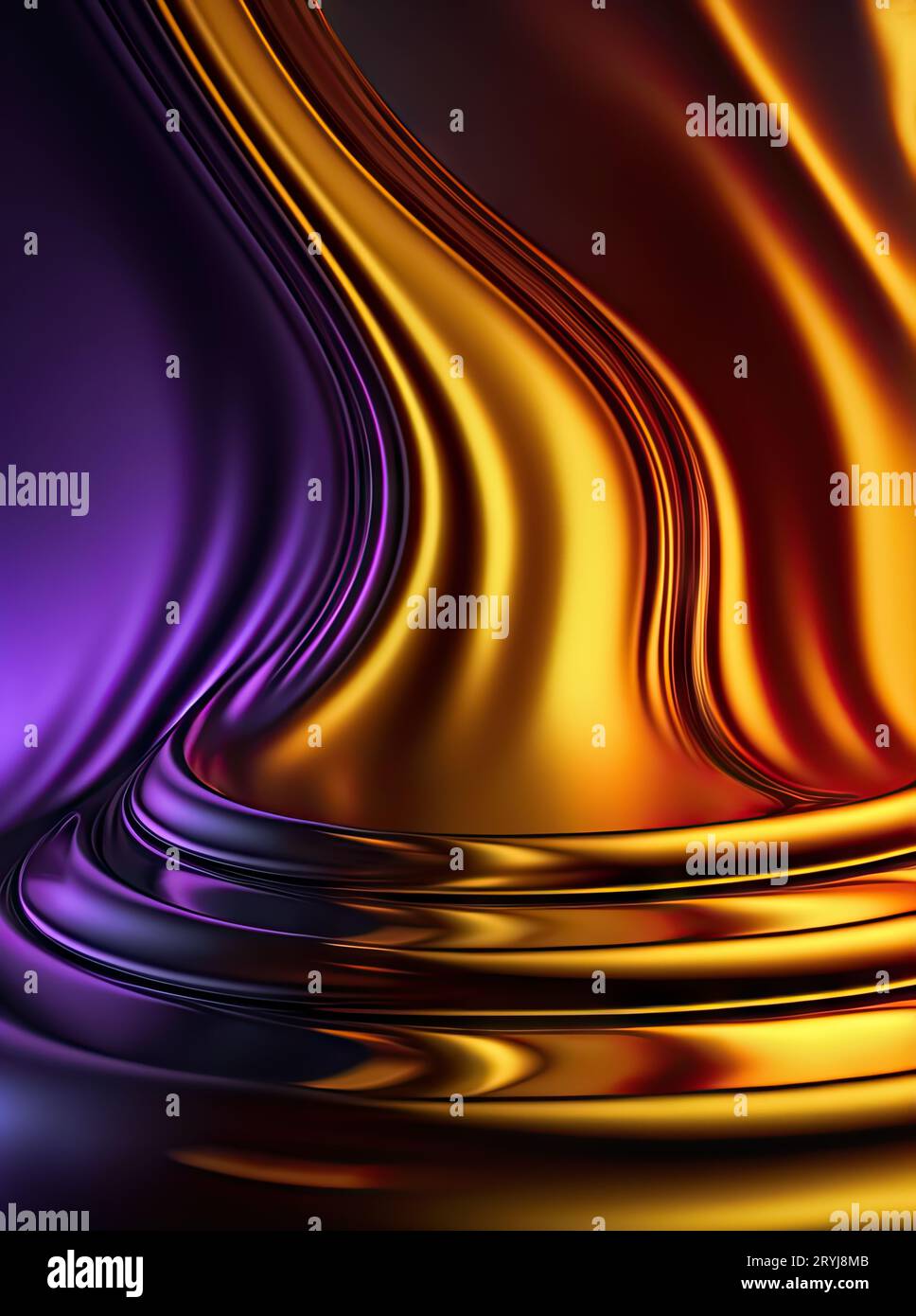 3D Wave Liquid Gradient Gold to Violet Paint Stock Photo - Alamy
