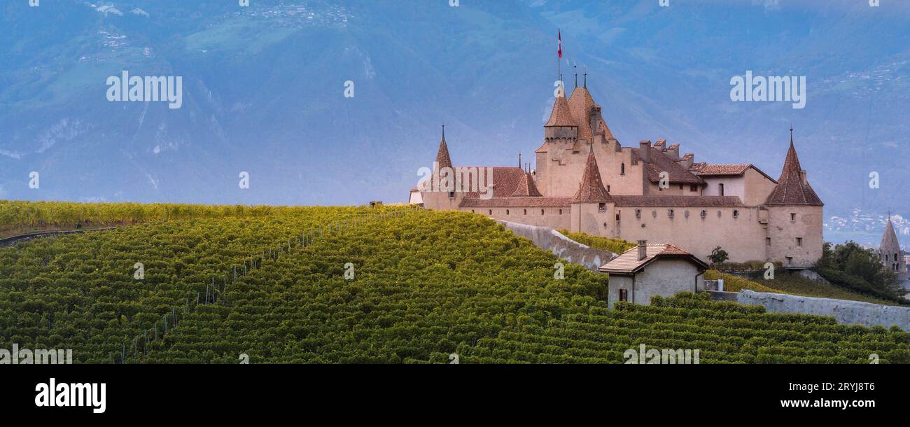 Switzerland mountain chateau castle hi-res stock photography and images ...