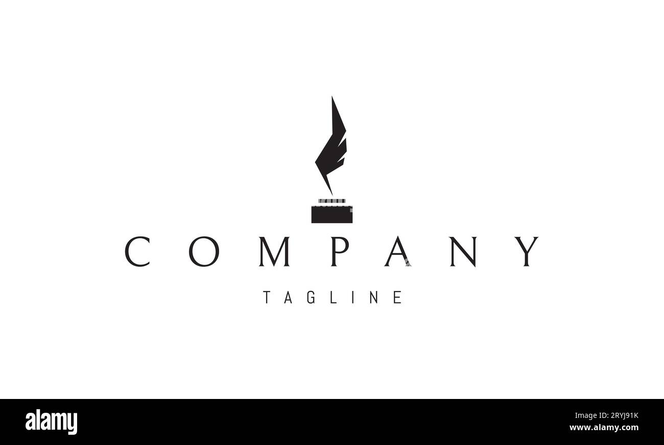 Vector Logo With An Abstract Image Of An Ink Pen In An Inkwell Stock