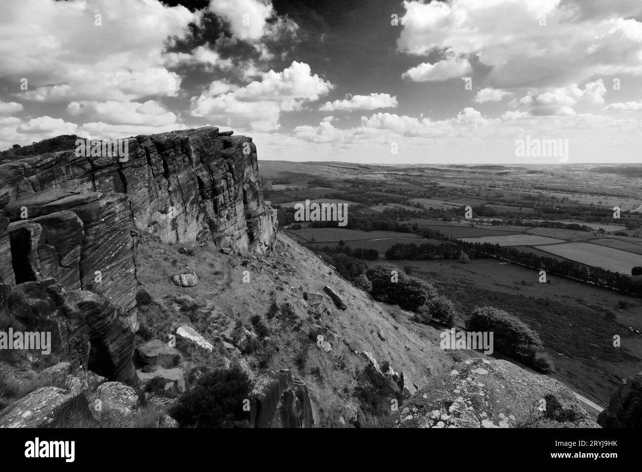 View to Hen Cloud rock, the Roaches Rocks, Upper Hulme, Staffordshire ...