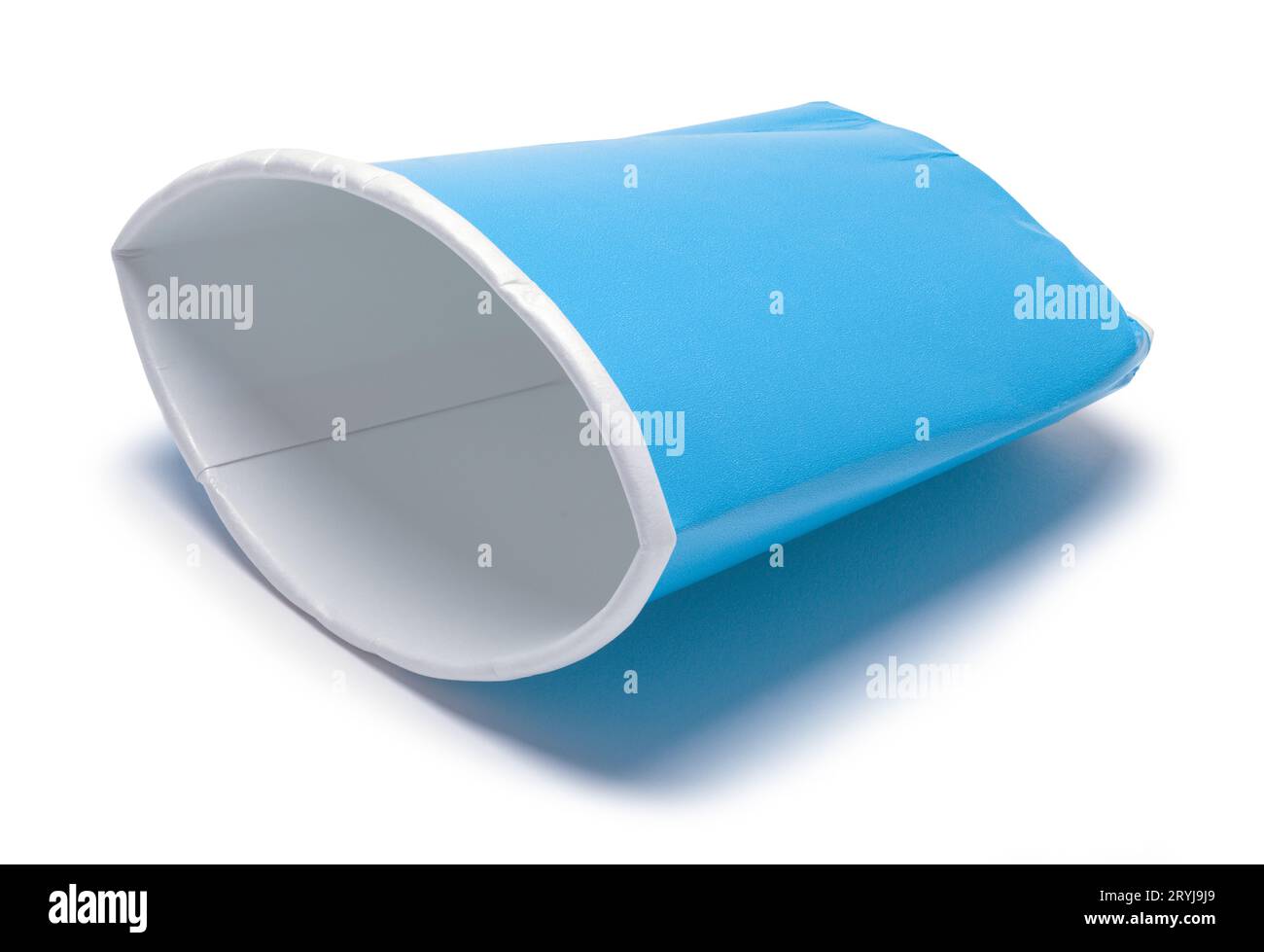 Smashed Blue Paper Cup Cut Out on White Stock Photo - Alamy