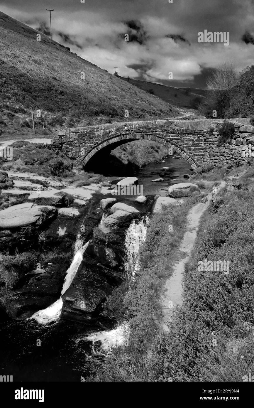 The River Dane and waterfalls at Three Shires Head, the meeting point ...