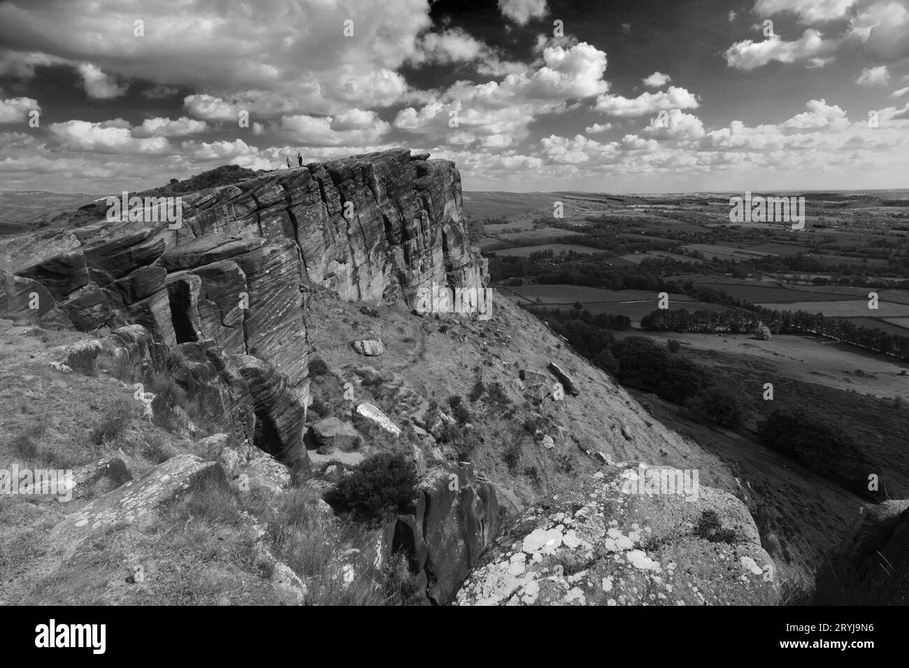 View to Hen Cloud rock, the Roaches Rocks, Upper Hulme, Staffordshire ...