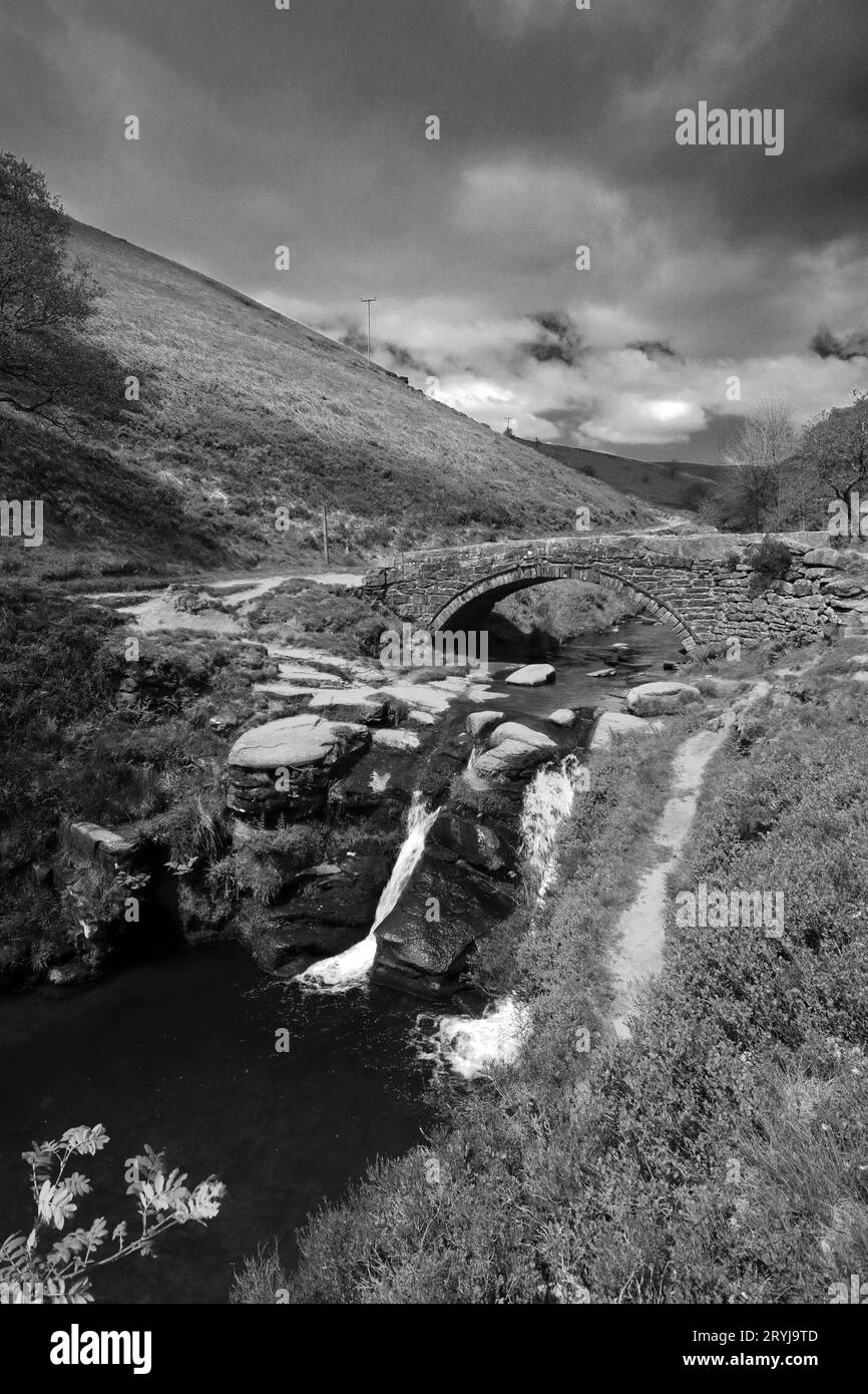 The River Dane and waterfalls at Three Shires Head, the meeting point ...