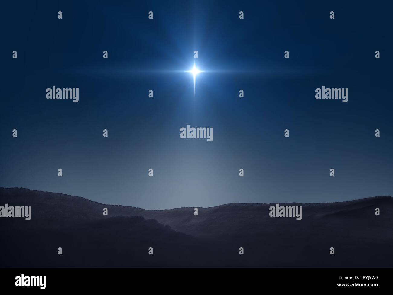 Star of Bethlehem, or Christmas Star. Bright star in the dark blue ...