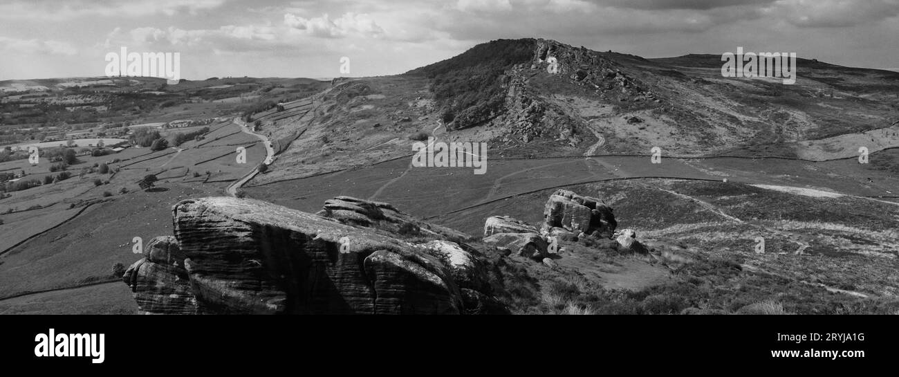 View to Hen Cloud rock, the Roaches Rocks, Upper Hulme, Staffordshire ...