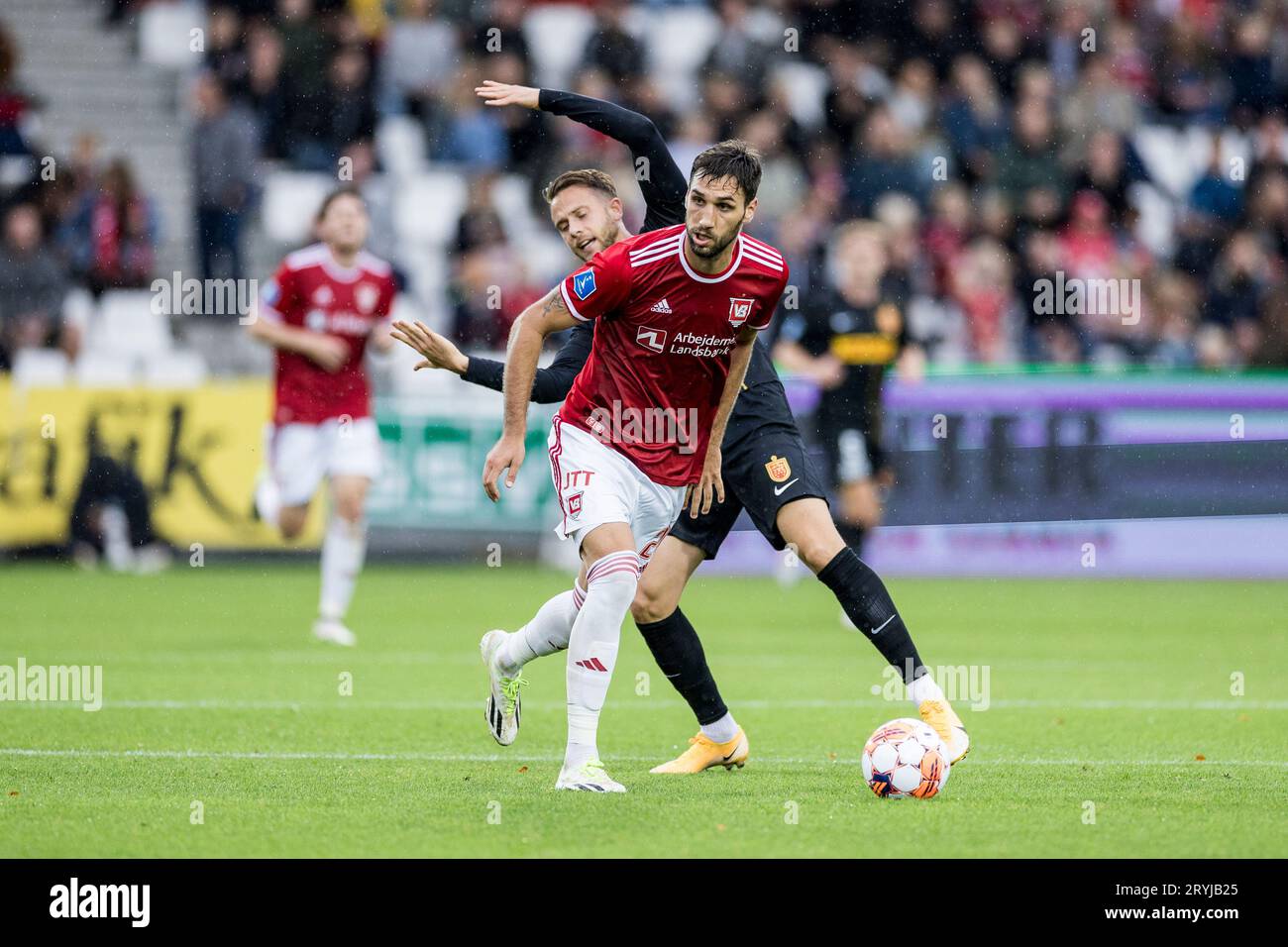 Vejle, Denmark. 01st Oct, 2023. Denis Kolinger (20) of Vejle BK and ...
